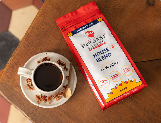 Buy Low Acid Whole Bean, Drip & Pods Coffee in the USA | Puroast